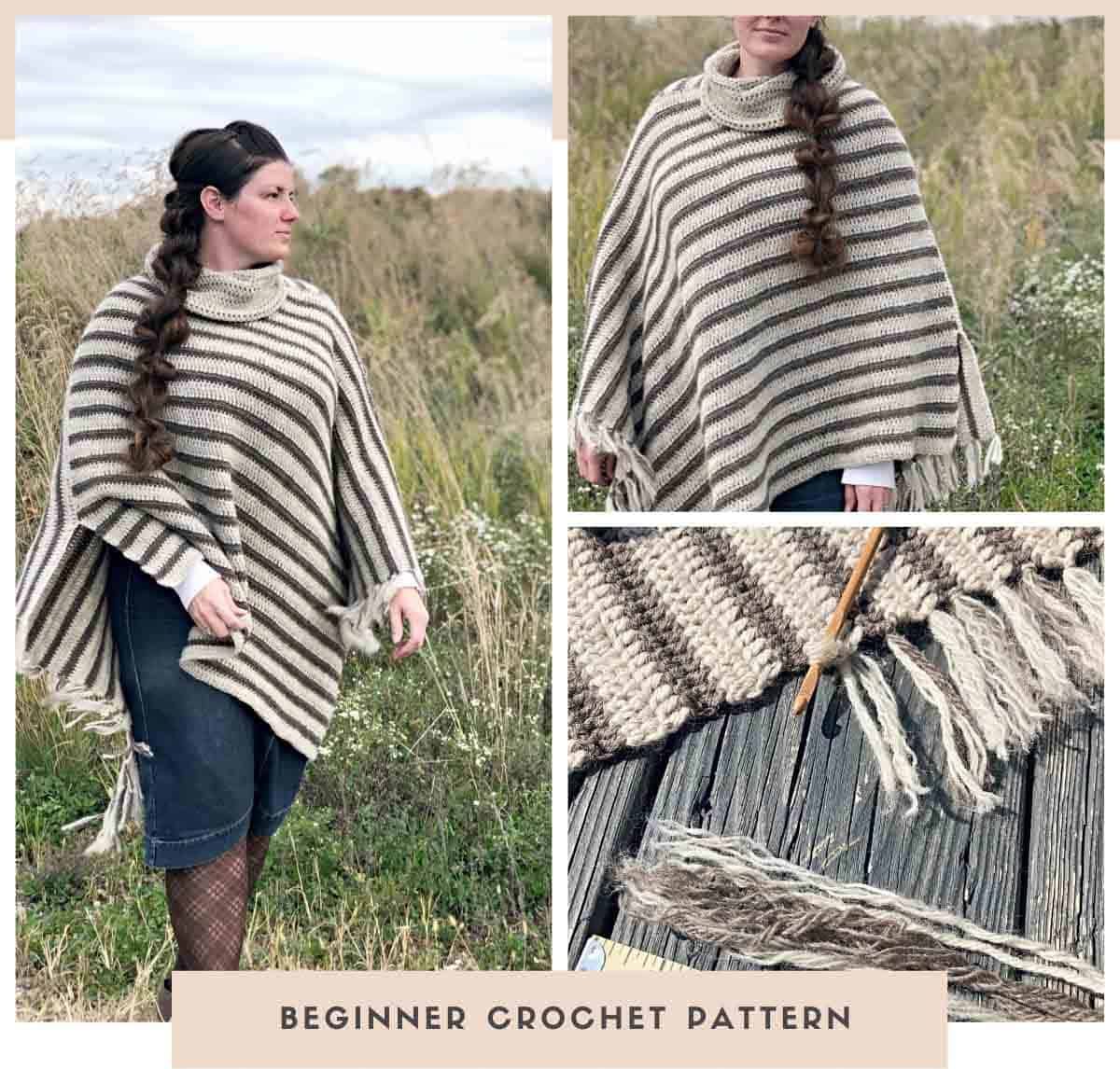 Easy Crochet Rectangle Poncho – Free Pattern
